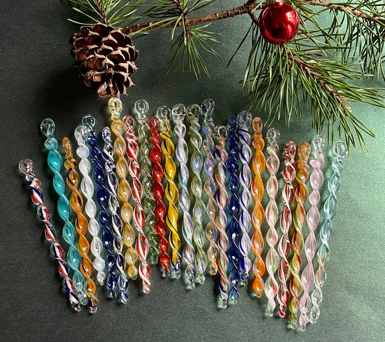 Assorted VARIETY of Colors Handmade Borosilicate Glass Icicle Christmas ...
