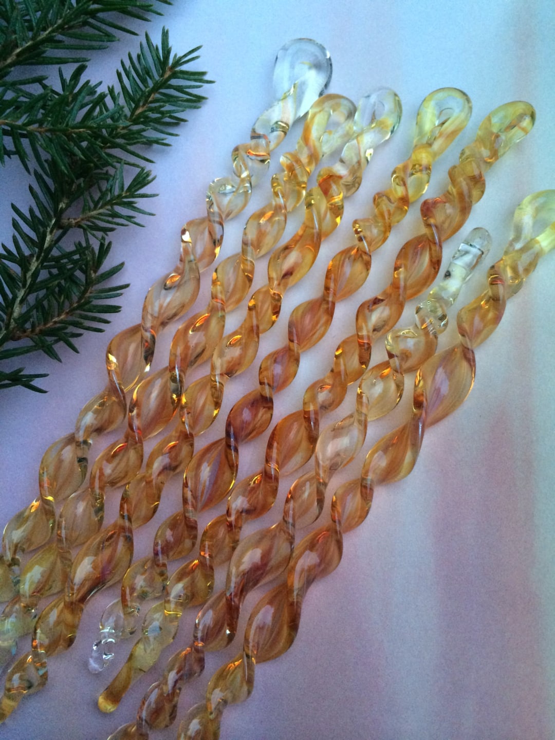 AMBER Handmade Borosilicate Glass Icicle Christmas Ornament - Etsy