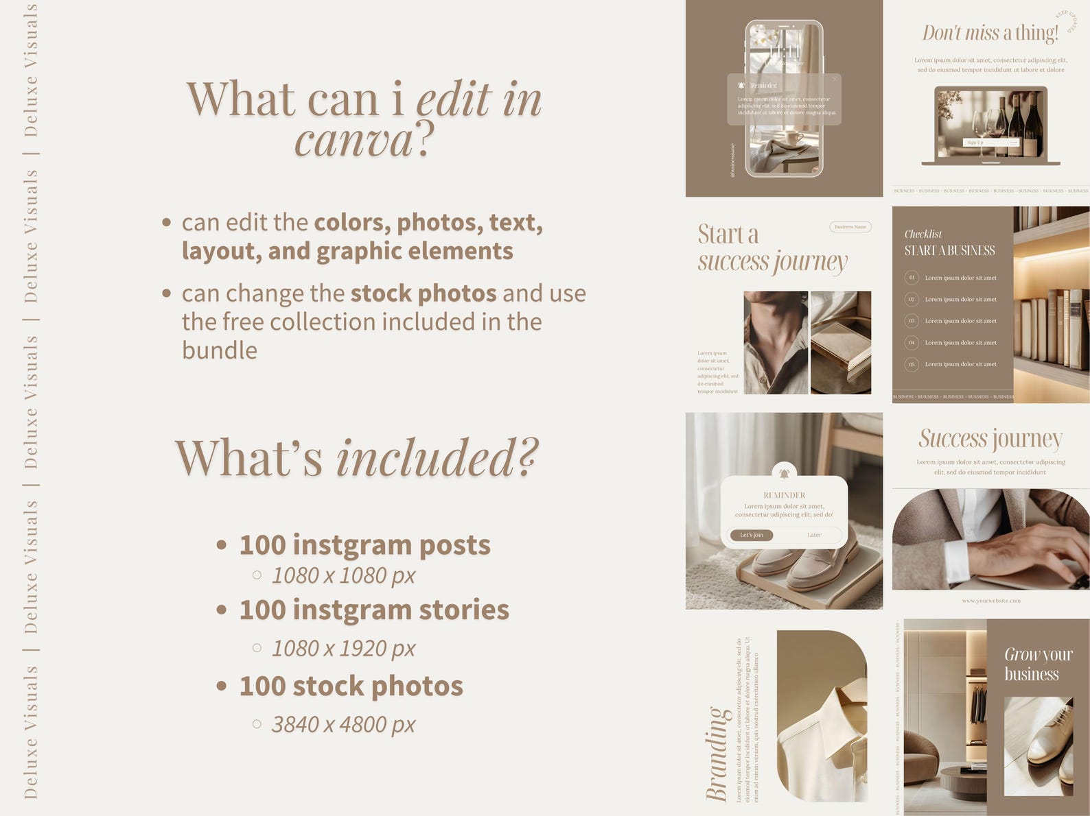 Masculine Beige Aesthetic Instagram Post & Story Template Faceless ...