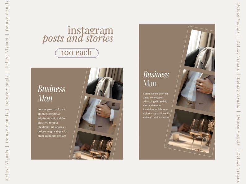 Masculine Beige Aesthetic Instagram Post & Story Template Faceless ...