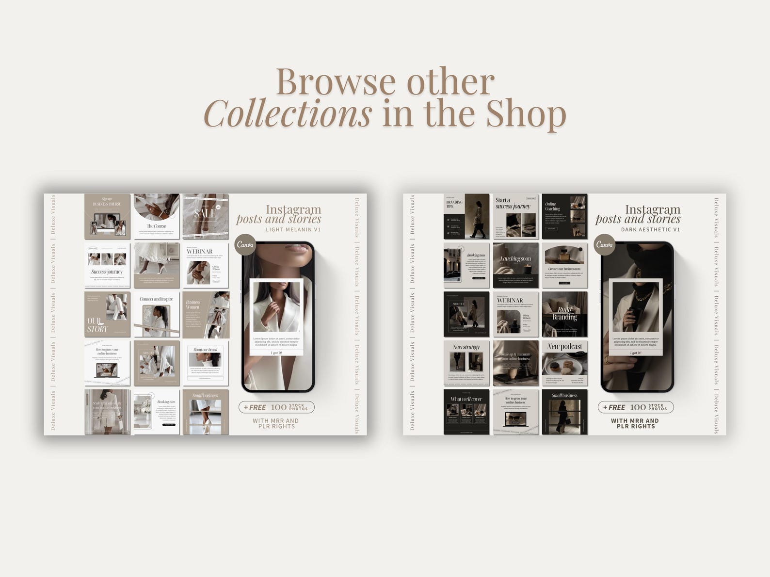 Masculine Beige Aesthetic Instagram Post & Story Template Faceless ...