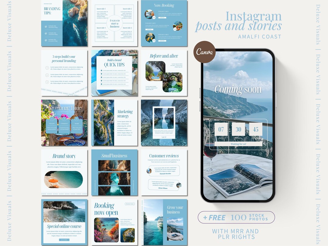 Amalfi Coast Instagram Posts & Stories Templates Amalfi Stock Photos ...