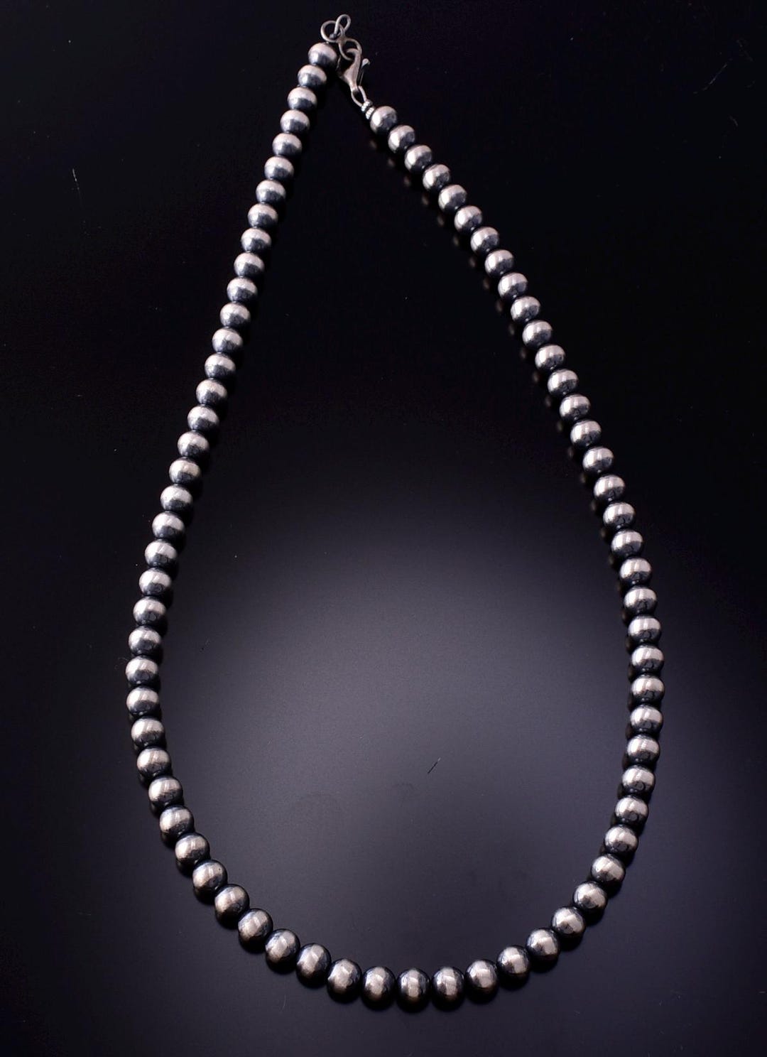 Navajo Hand-strung Silver Pearls Bead Necklace 6mm - 18 Inches 3L06B - Etsy