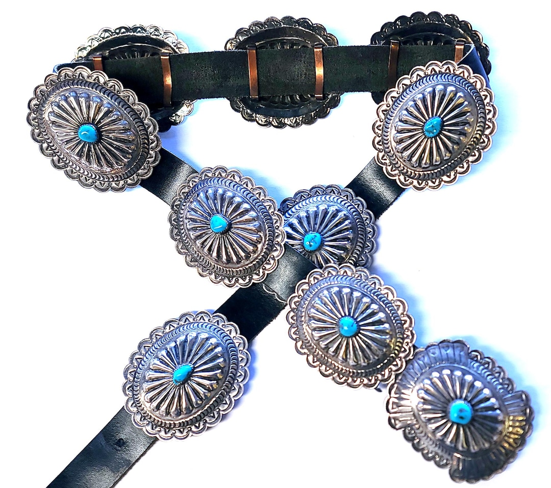 Vintage Classic Traditional Navajo Turquoise Concho Belt Signed LS ...