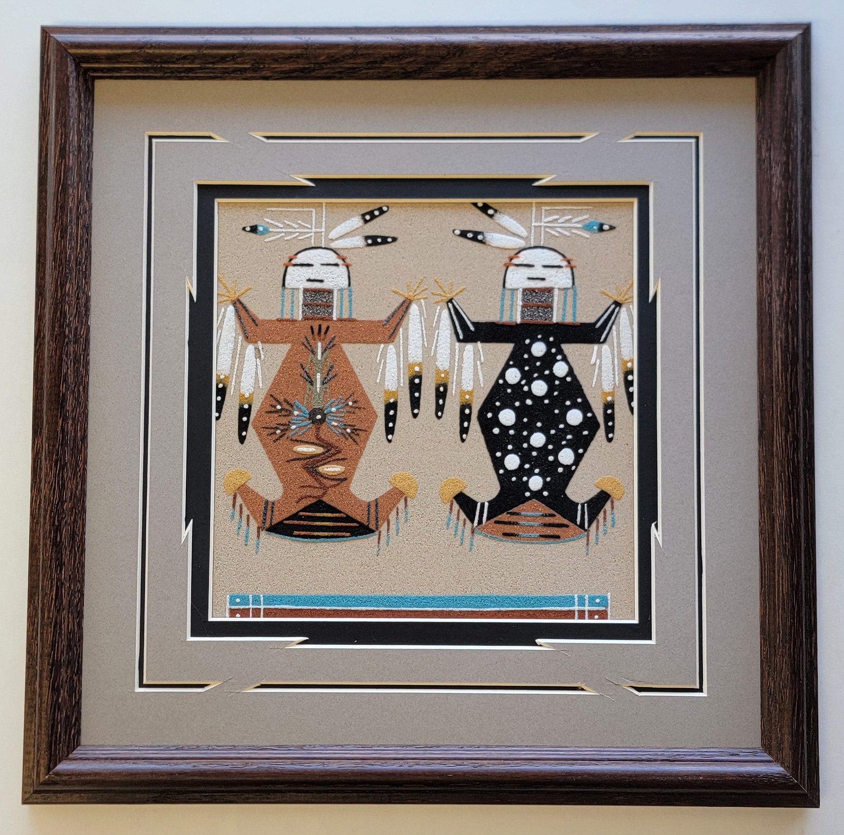 Father Sky & Mother Earth Navajo Sand Painting by Veronica Begay 13-1/2 ...