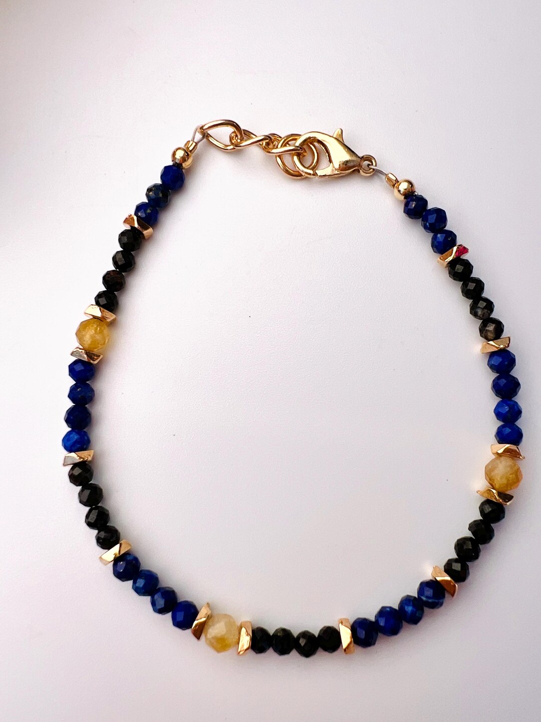 NEOWISE Lapis, Black Tourmaline and Citrine Gemstone Bracelet - Etsy