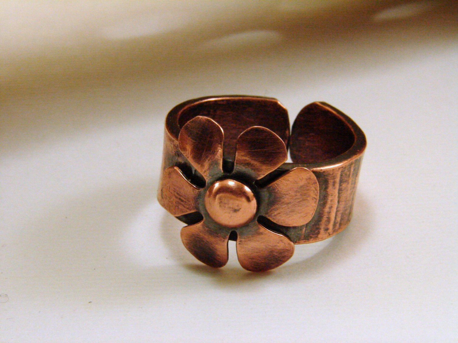 Copper Oxidized Flower Ring any size adjustable Copper | Etsy
