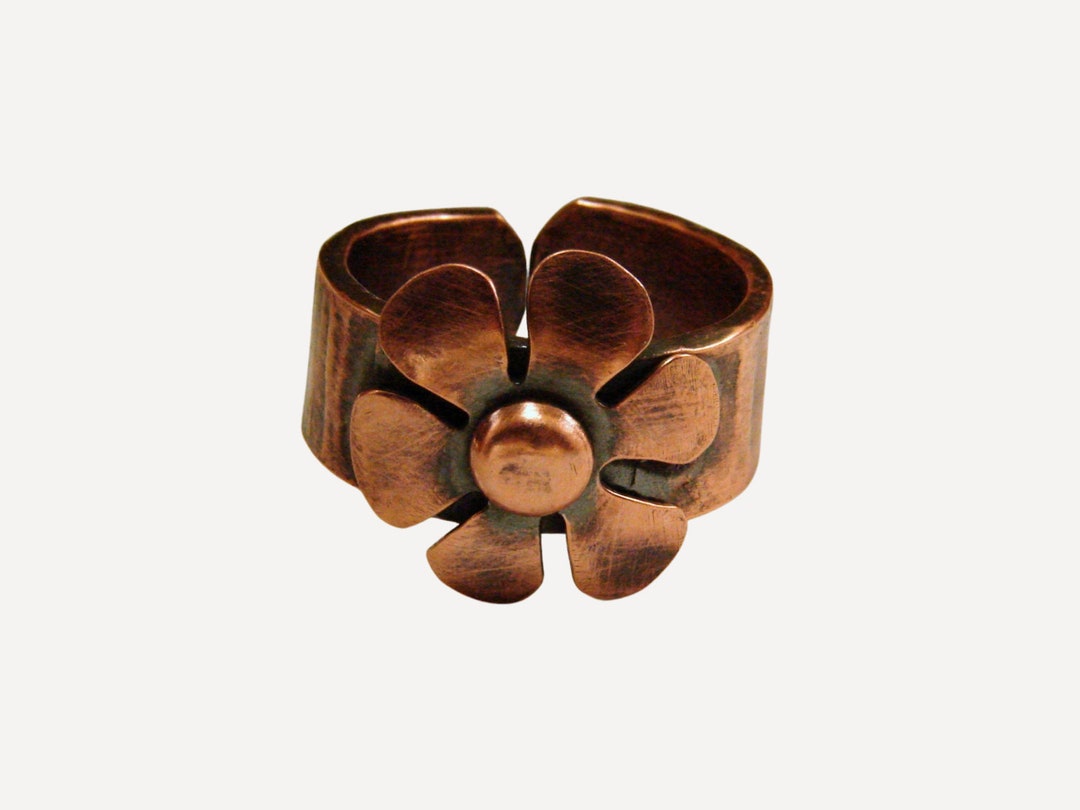 Copper Oxidized Flower Ring Any Size Adjustable Copper - Etsy