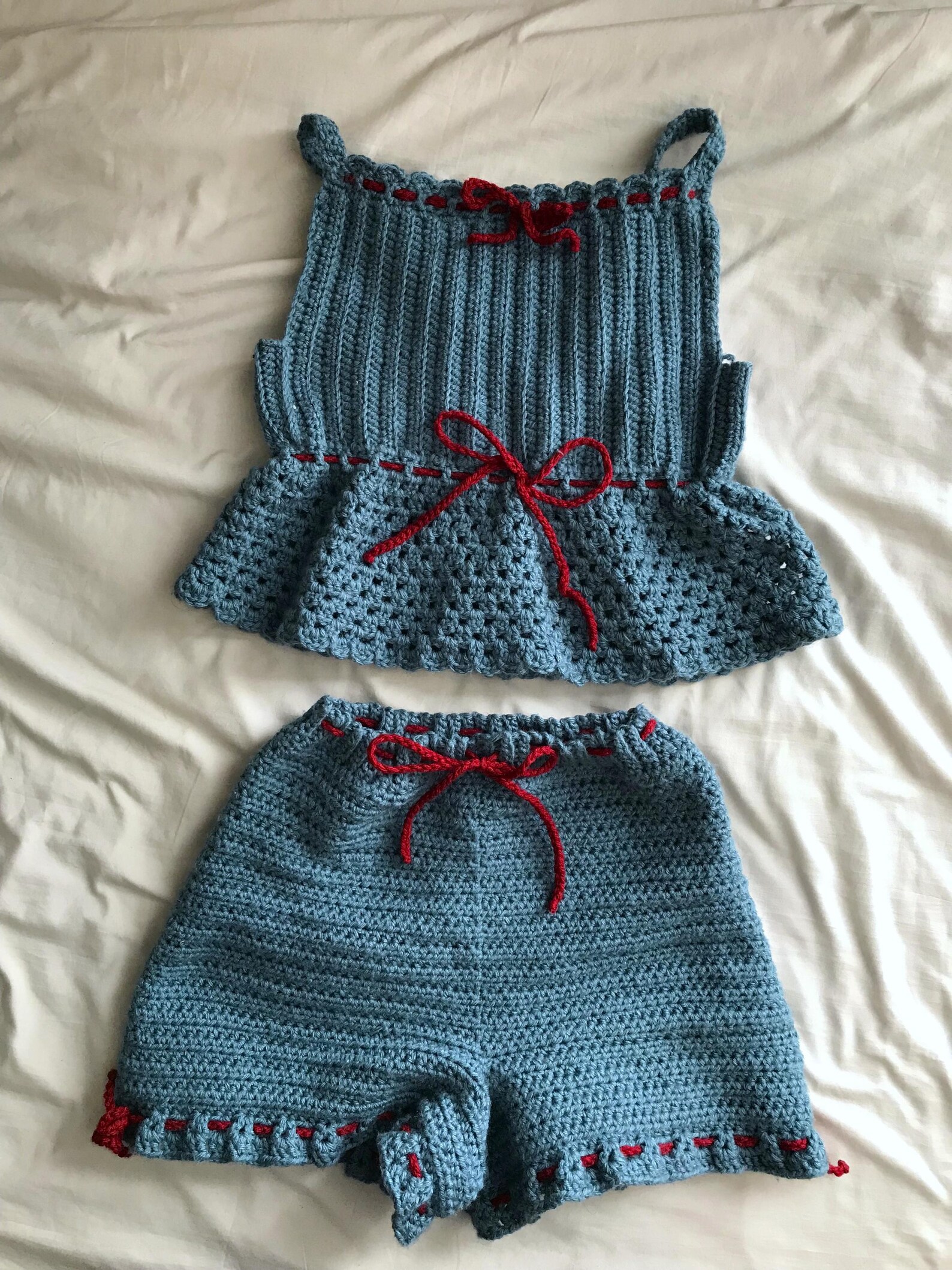 Coquette Inspired Crochet Pajama Set Pattern, PDF (english), Size ...