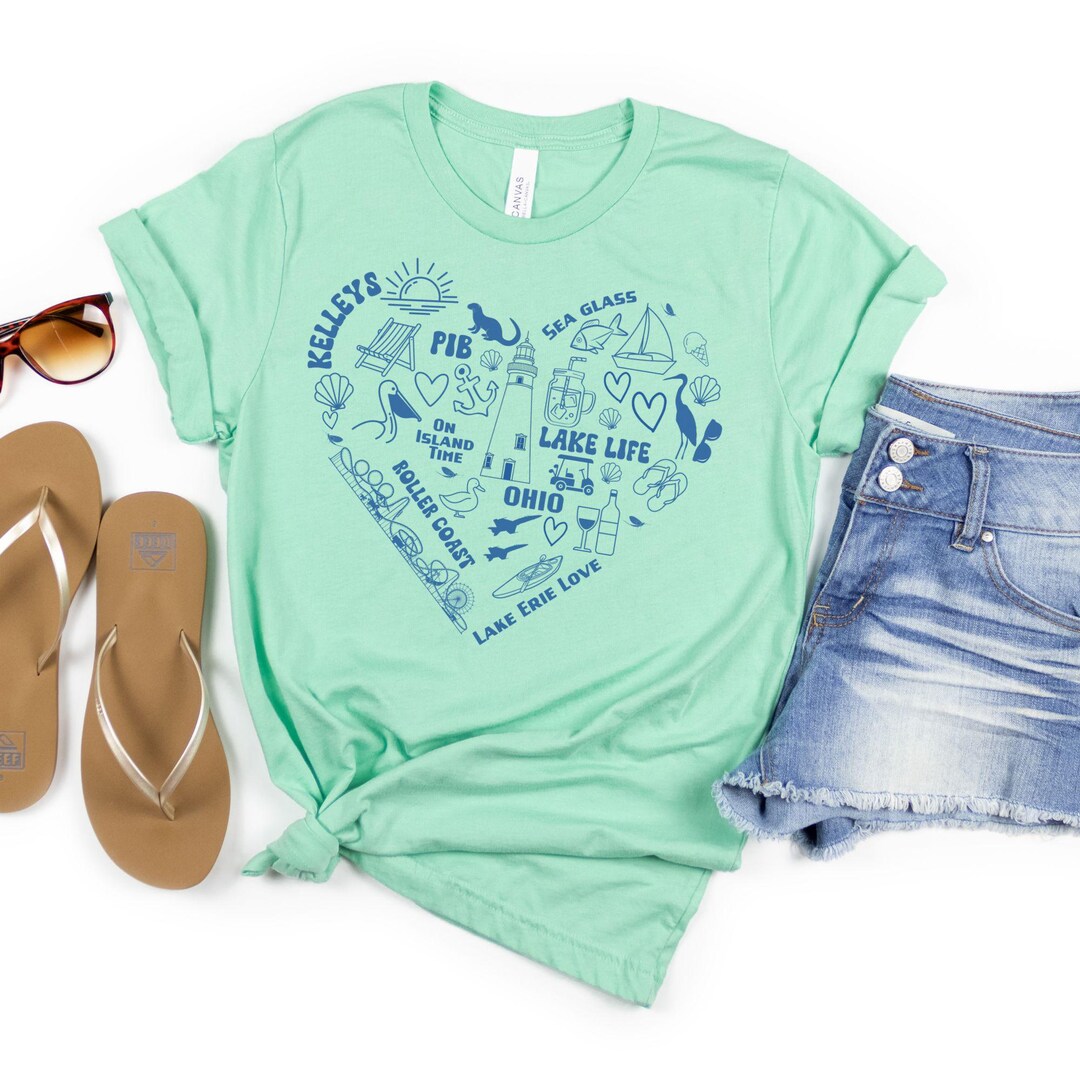 Lake Erie Love Heart Bella + Canvas 3001 Short Sleeve T-shirt, Ohio ...