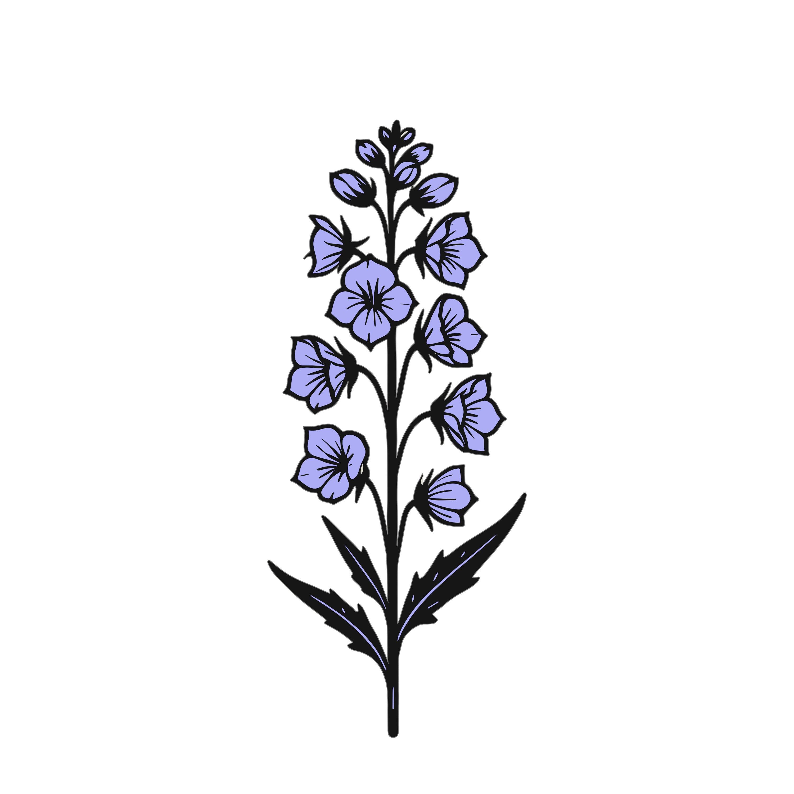 July Birth Flower SVG and PNG Simple. Larkspur Flower SVG Cut File ...