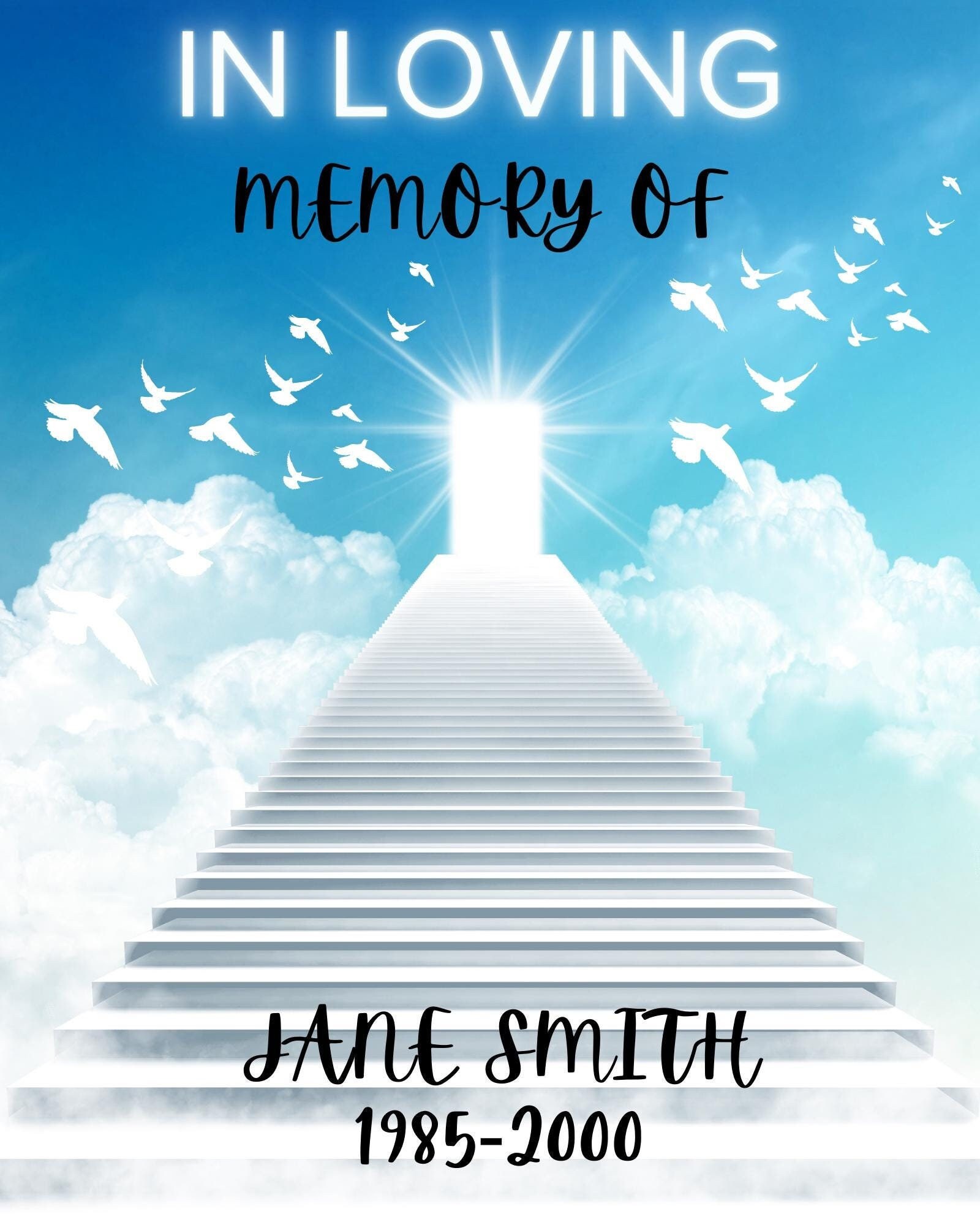 Personalized in Loving Memory PNG, Heaven Memorial Background for ...