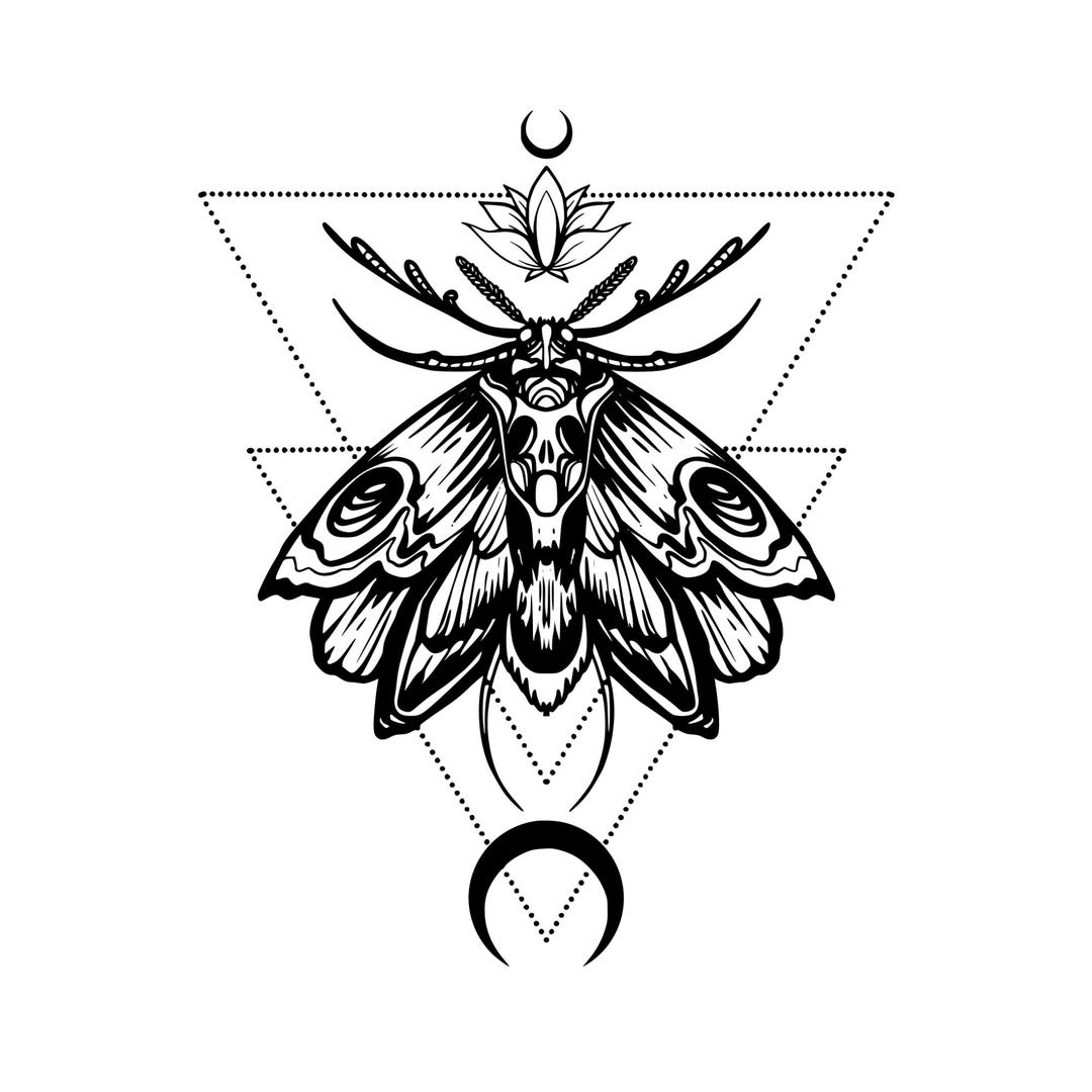 Moth Tattoo Design 2 With Triangles - Etsy