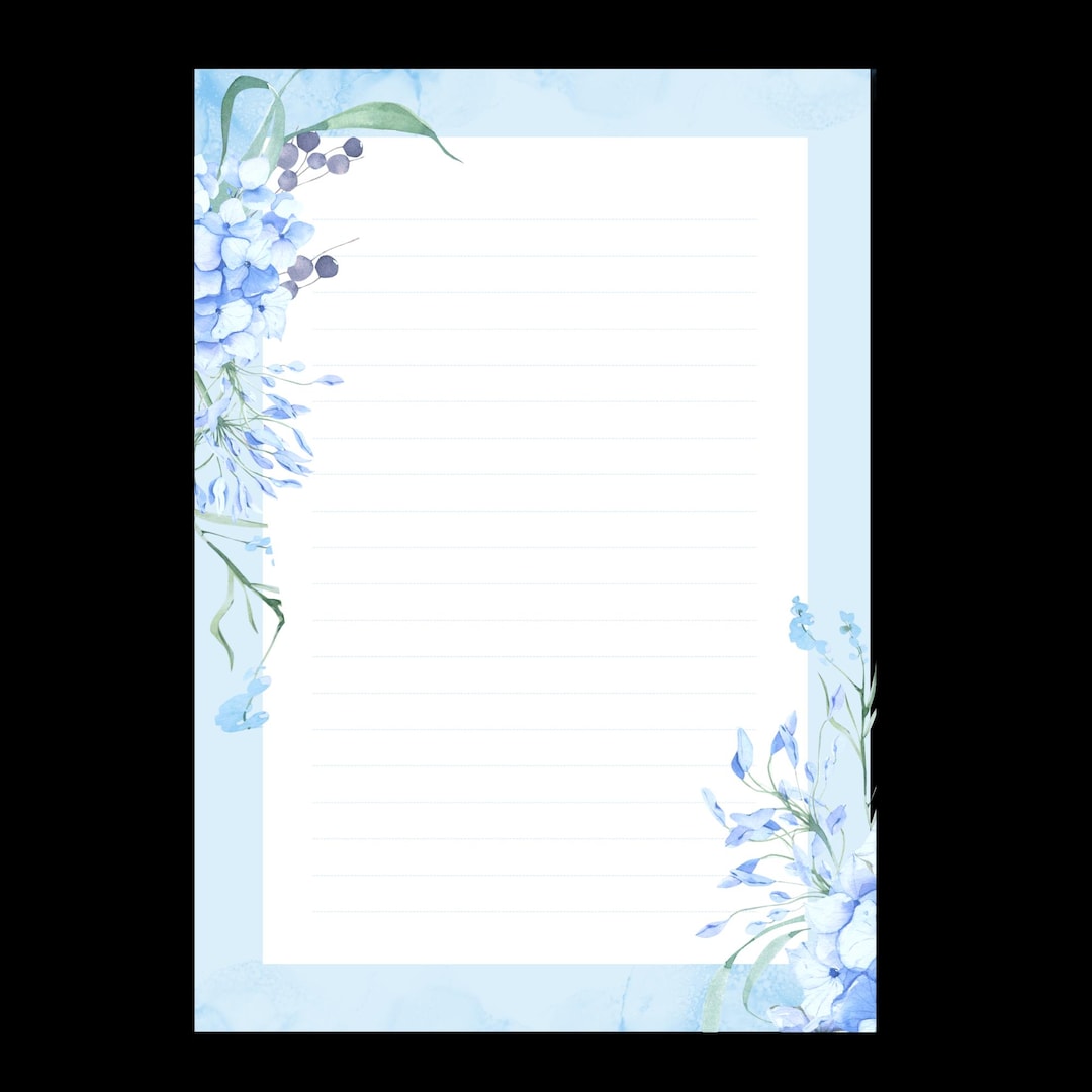 Blue Flowers Letter Paper 10 Sheets - Etsy