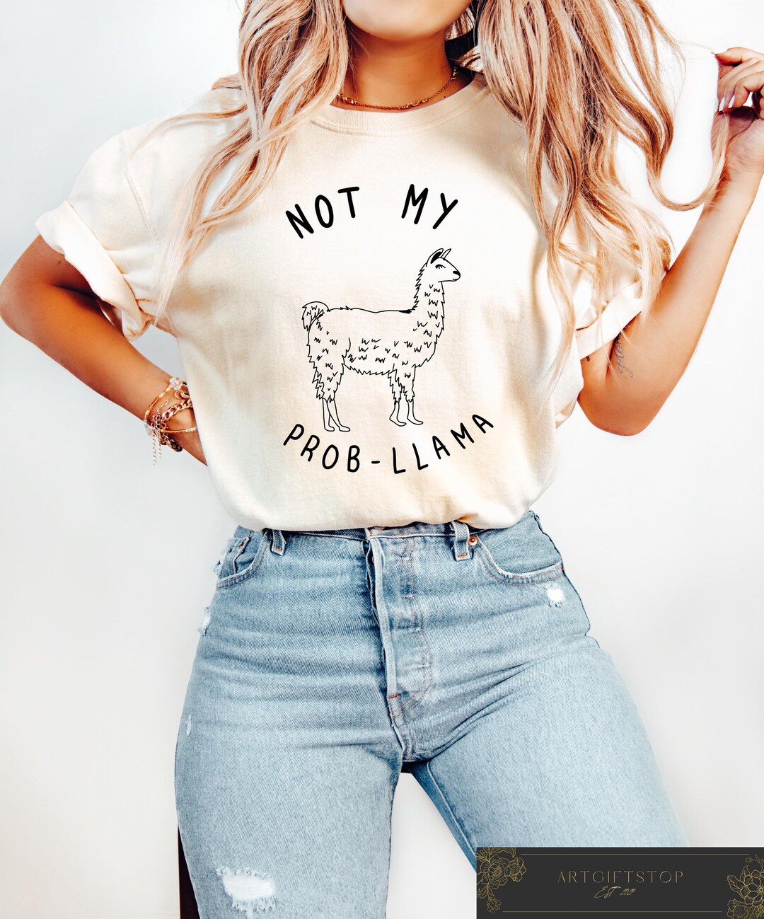 Funny No Prob-llama Meme Tshirt, Humorous Llama Sweatshirt, Trendy Gen ...