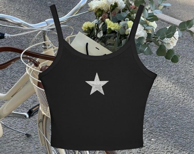 Black Glitter Star Tank - Etsy