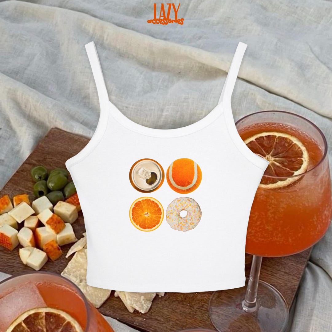 Orange Aesthetic Spaghetti Strap Tank Top, Micro Rib Scoop Neck Tank ...