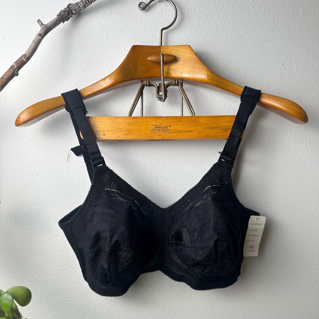 Vintage Black Lace Full Coverage Bra, Classic Retro Lingerie High ...