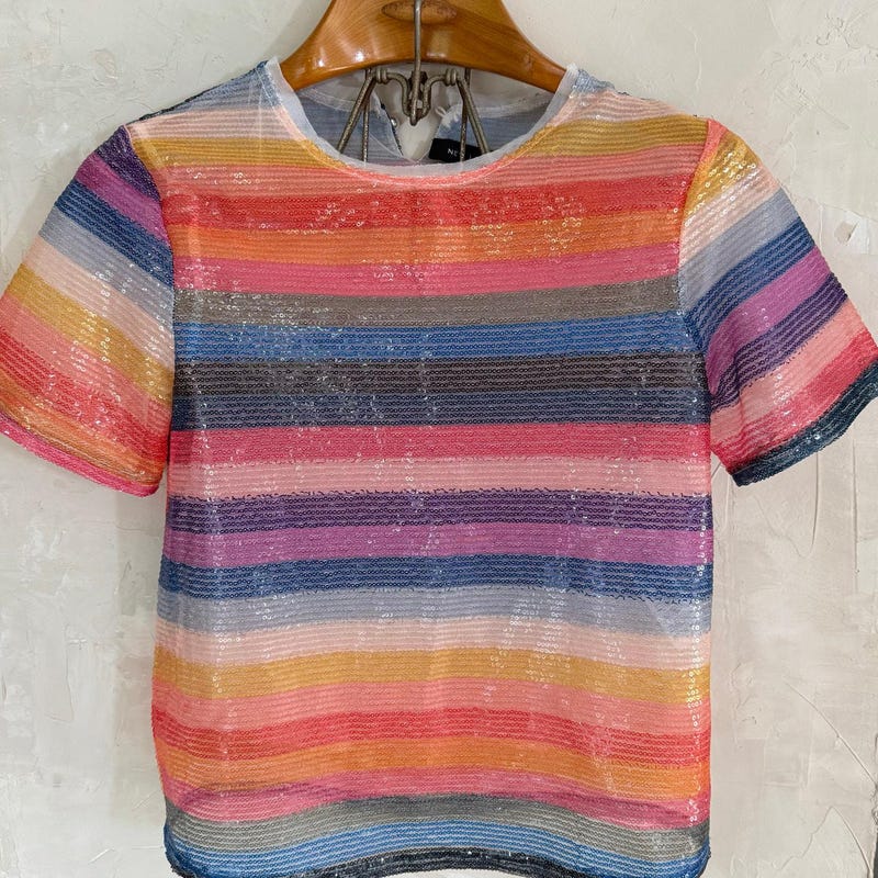 Rainbow Sequin Top - Etsy