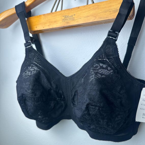 Vintage Full Coverage Bra, Classic black Retro Linger… - Gem