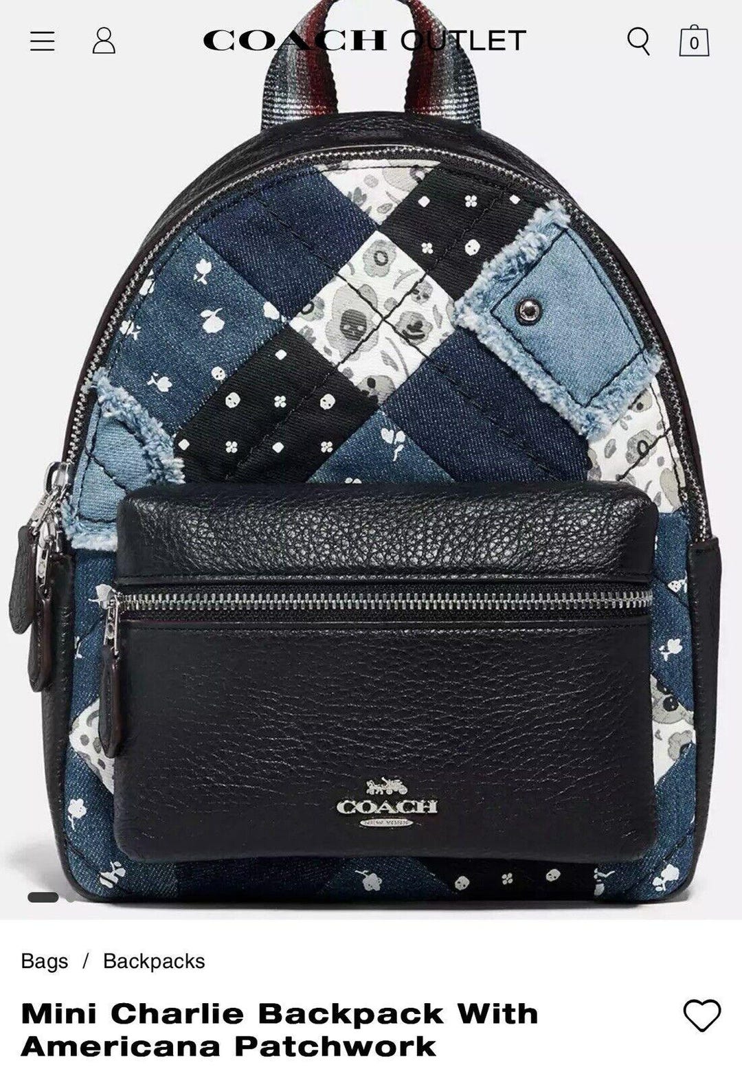 COACH Mini Backpack Patchwork Leather Backpack Black Pebbled Leather ...