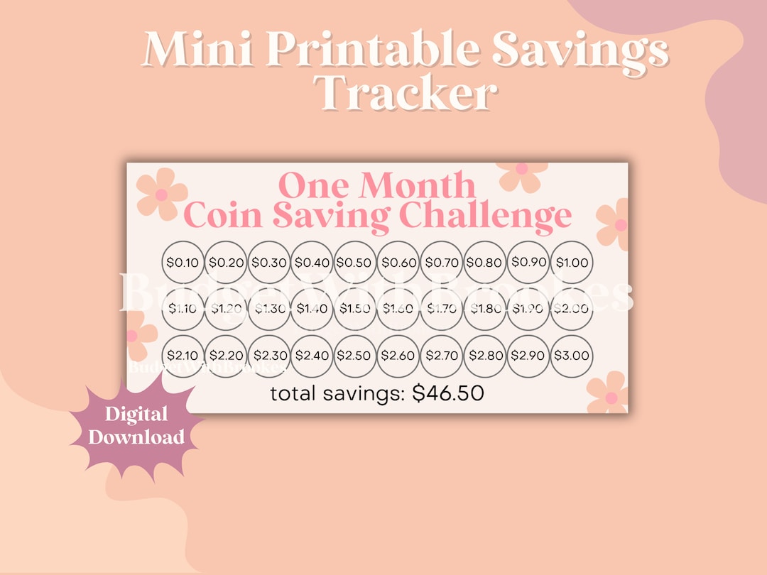 Coin Challenge Savings Tracker Printable Download 3x6 A6 Size PNG ...