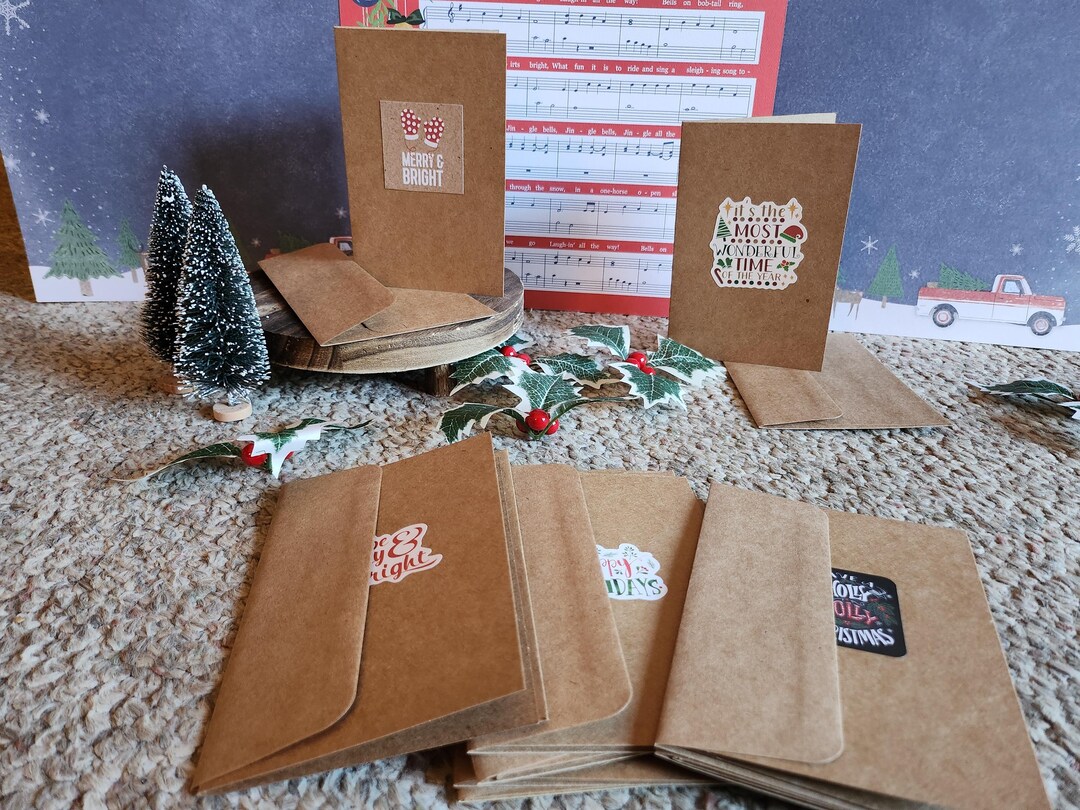 Handmade 4x5 Brown Kraft Christmas Cards - Etsy