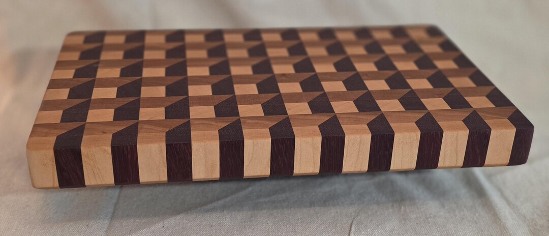 End Grain 3D Cutting Board – Sapele Cherry Maple Butcher Block, 1.5 ...