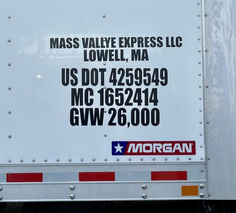 Set of 2 US DOT Number Decal, Trucking Company Decal, Vinyl Decals ...