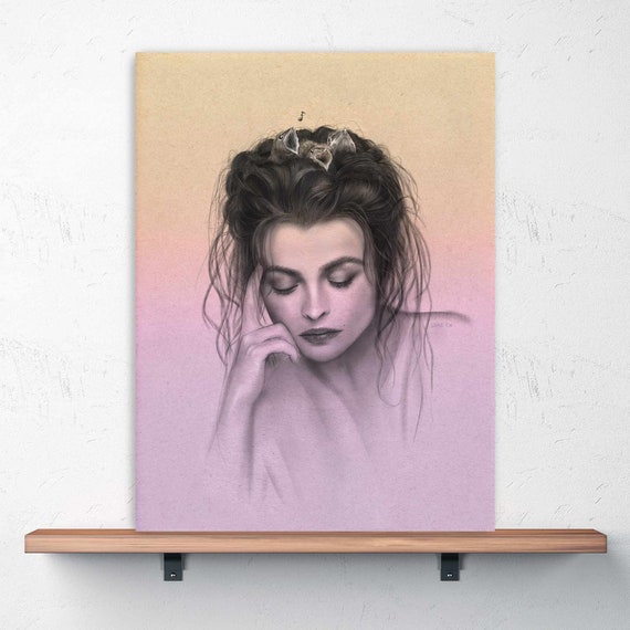Helena Bonham Carter Art HBC Portrait Thinking Woman | Etsy