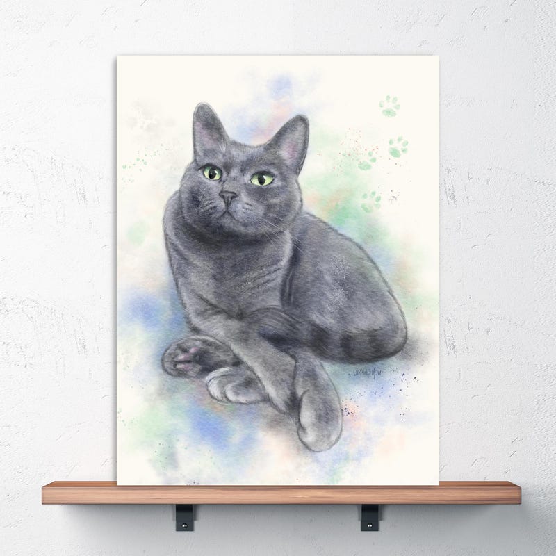 Grey Cat Art - Etsy