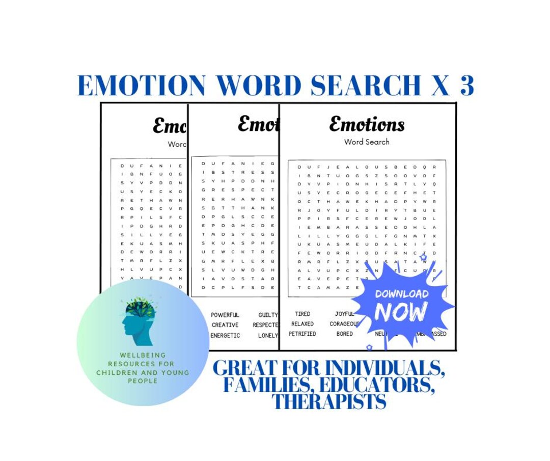 Emotion Word Search - Etsy