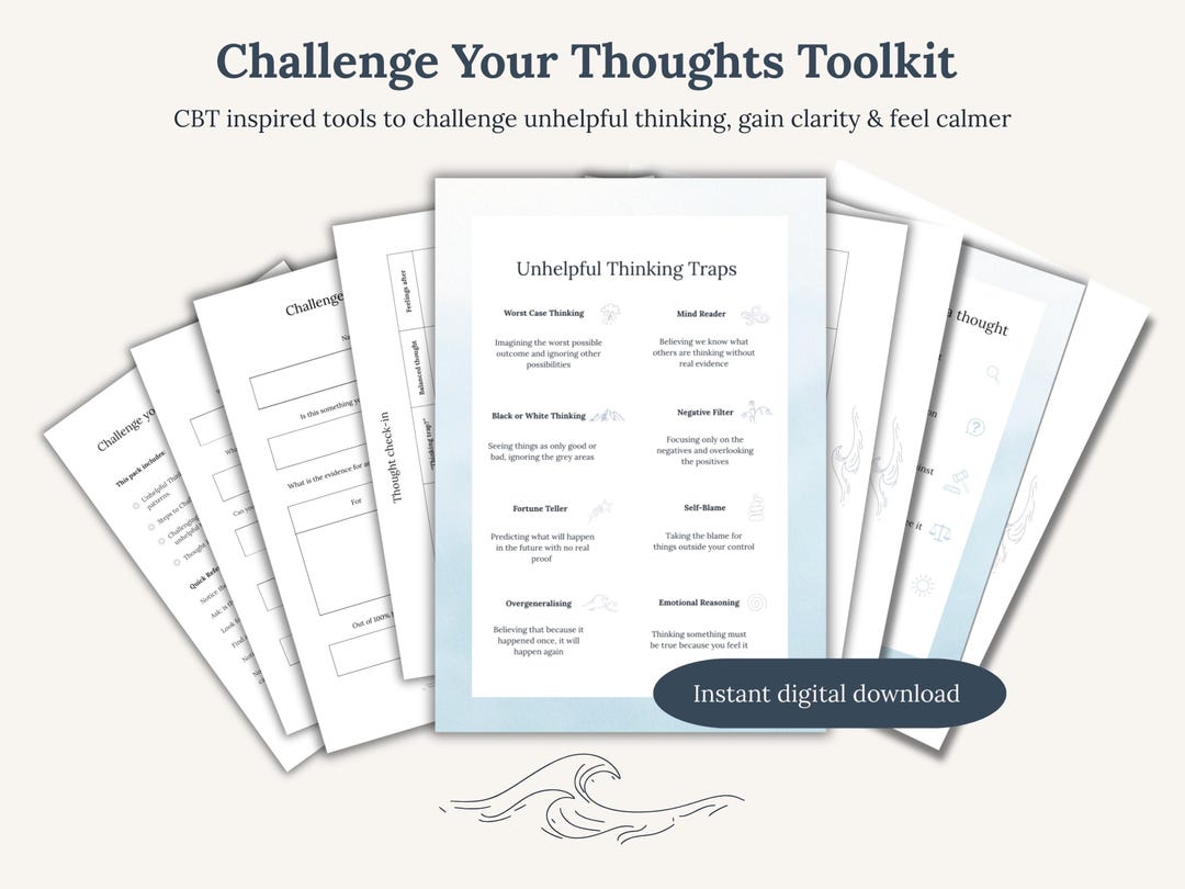Thought Challenging Worksheets & Posters | Teen CBT Toolkit Bundle ...