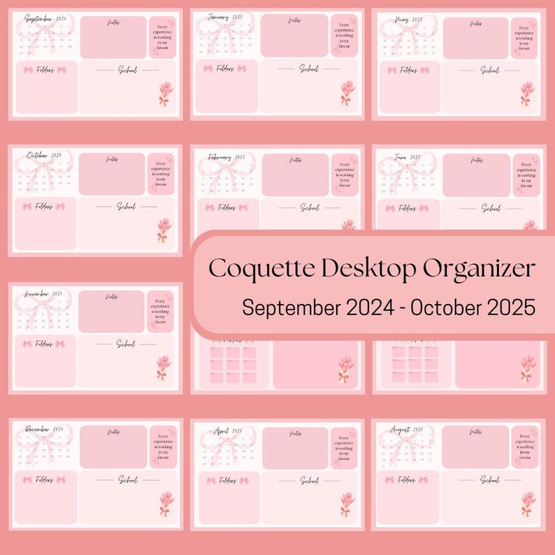 Coquette Pink Desktop Organizer Planner - Etsy