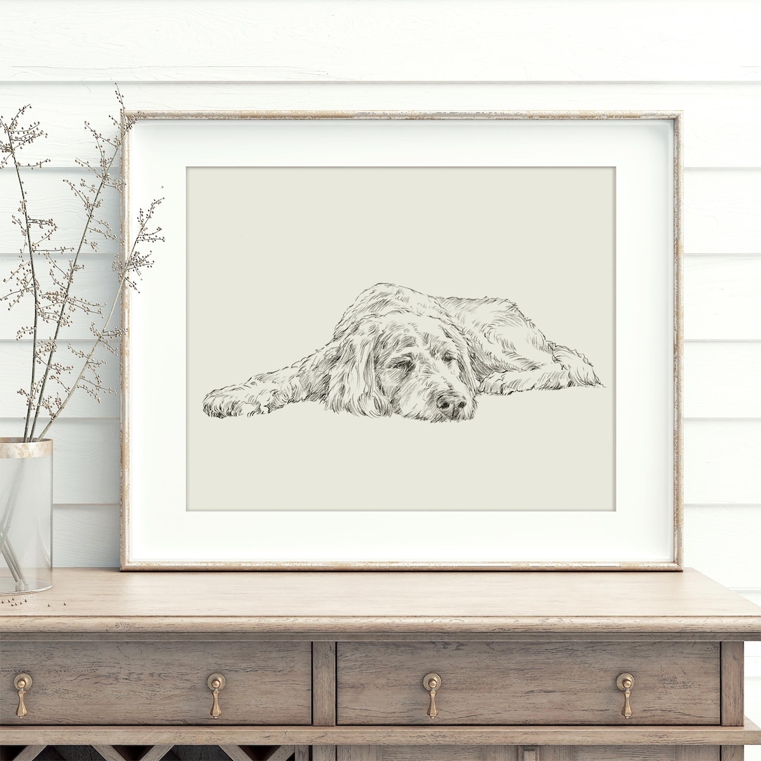 Goldendoodle Giclée Print, Pencil Dog Sketch Art, Nursery Decor - Etsy