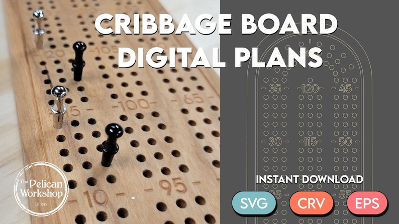 3 Track Cribbage Board Digital File | SVG | CNC Plan | CRV | Modern ...