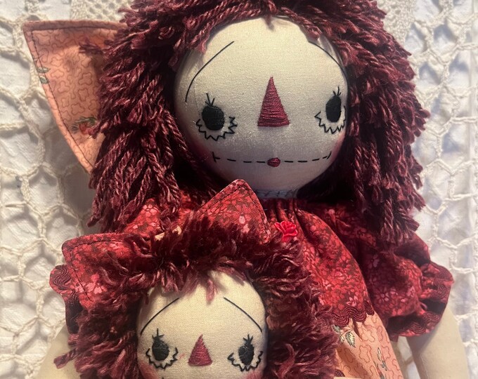 Primitive, Folk Art, Handmade, Original, Rag Doll, Raggedy Ann Doll ...