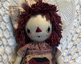 Primitive, Folk Art, Handmade, Original, Rag Doll, Raggedy Ann Doll ...