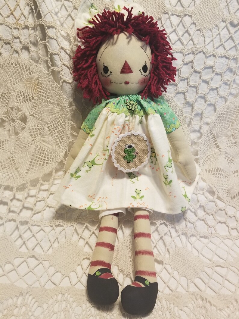 Primitive, Folk Art, Handmade, Original, Rag Doll, Raggedy Ann Doll ...