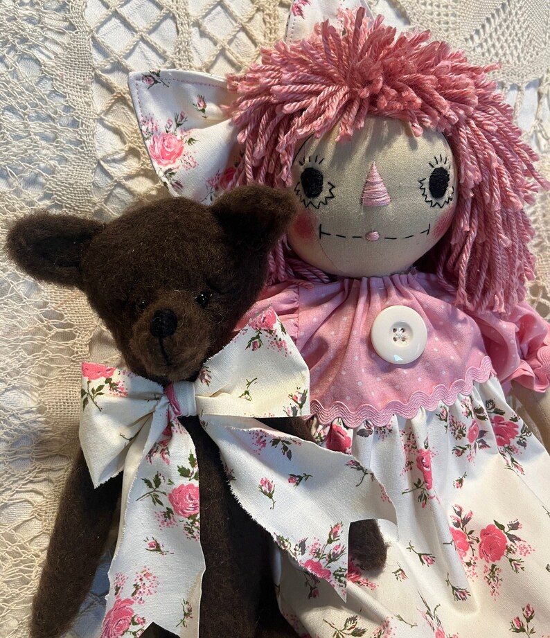 Primitive, Folk Art, Handmade, Original, Rag Doll, Raggedy Ann Doll ...