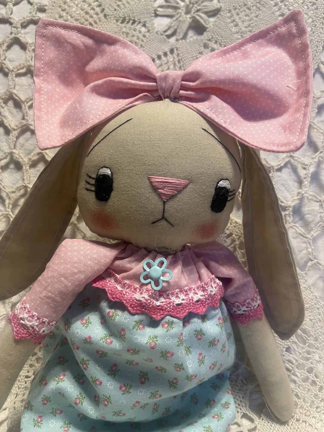 Primitive, Folk Art, Handmade, Original, Rag Doll, Raggedy Rabbit Bunny ...