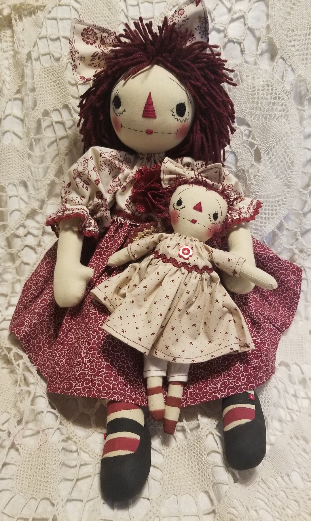 Primitive Folk Art Handmade Original Rag Doll Raggedy Ann - Etsy