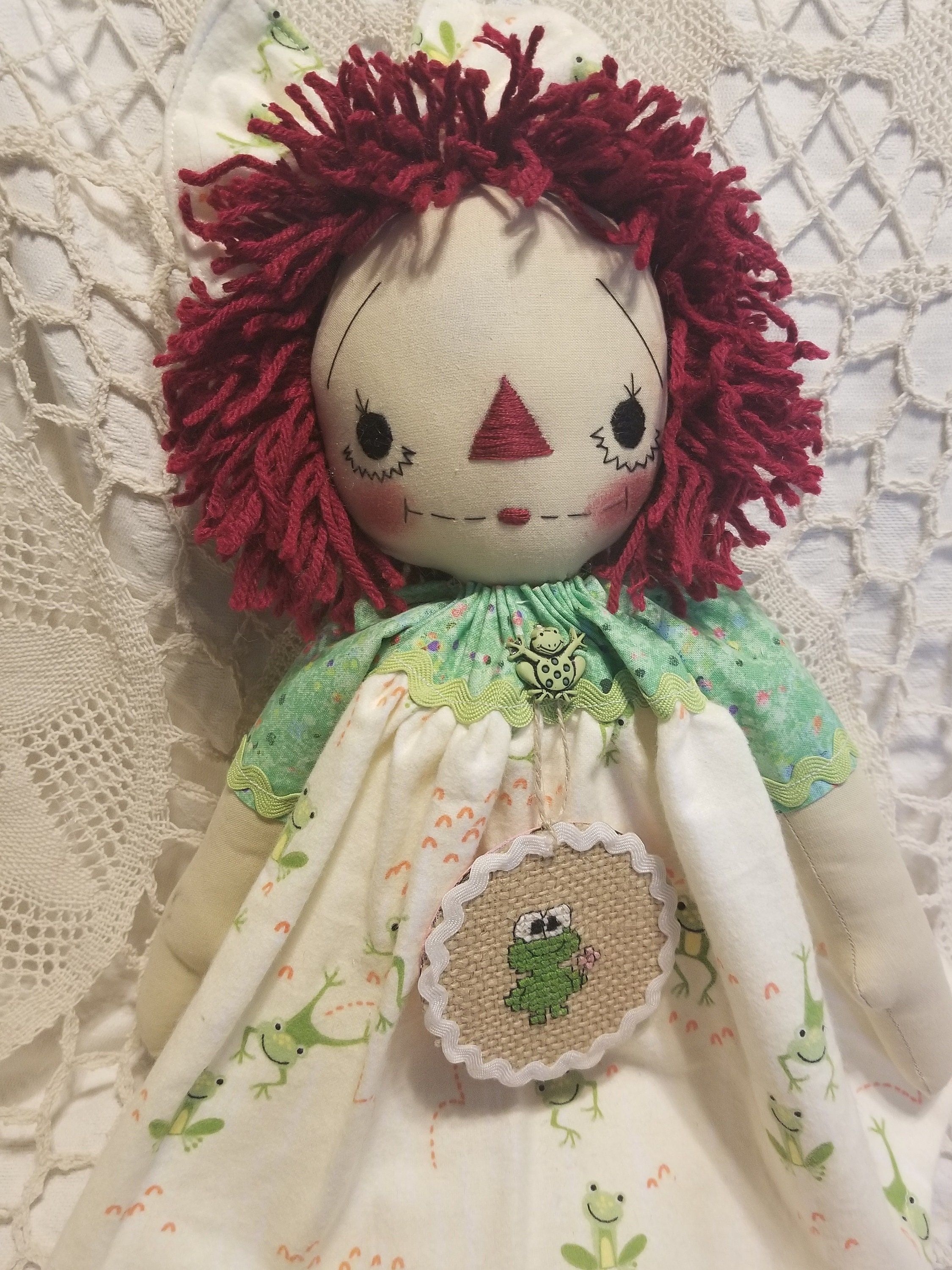 Primitive, Folk Art, Handmade, Original, Rag Doll, Raggedy Ann Doll ...