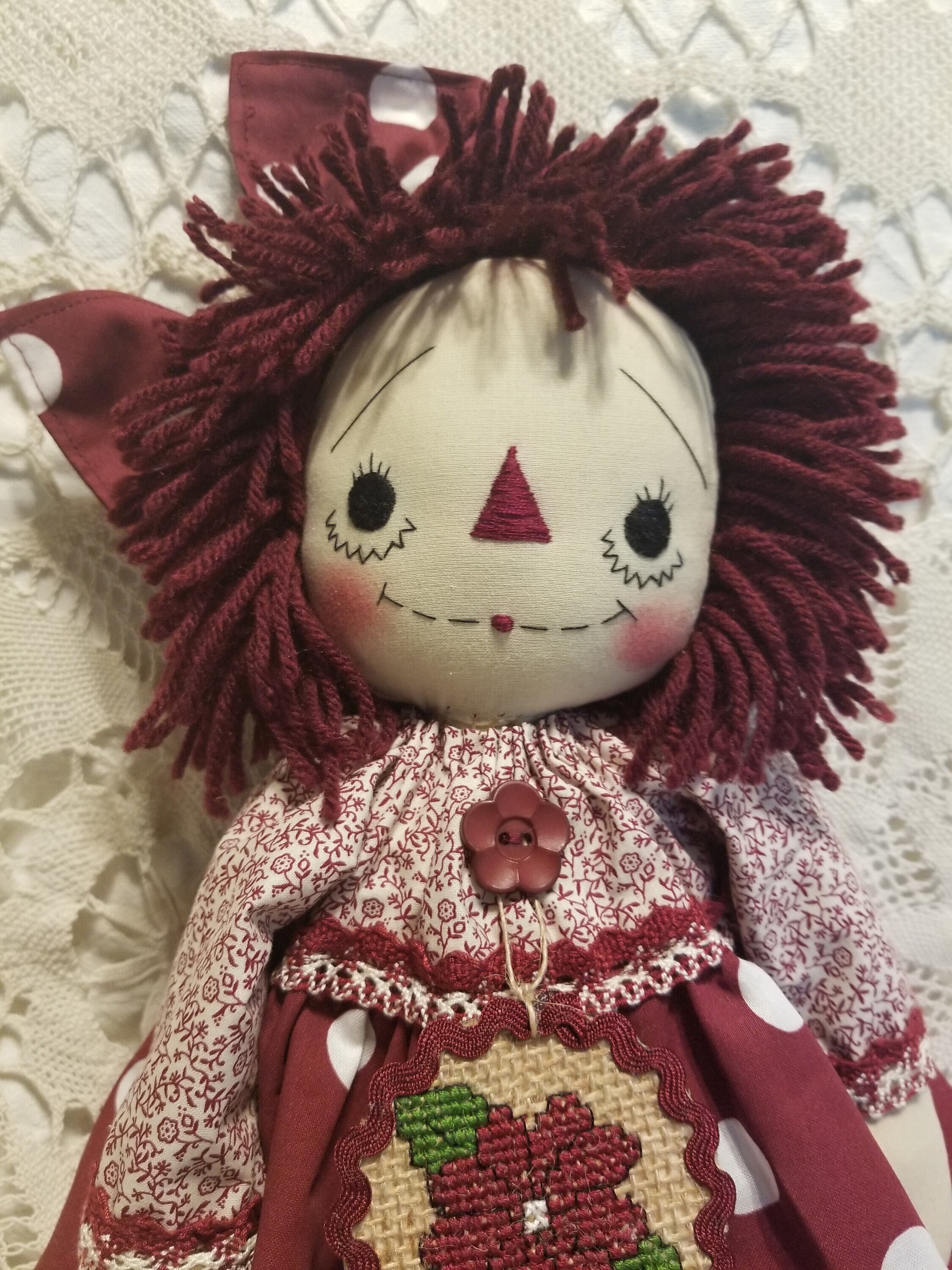 Primitive, Folk Art, Handmade, Original, Rag Doll, Raggedy Annie Doll ...