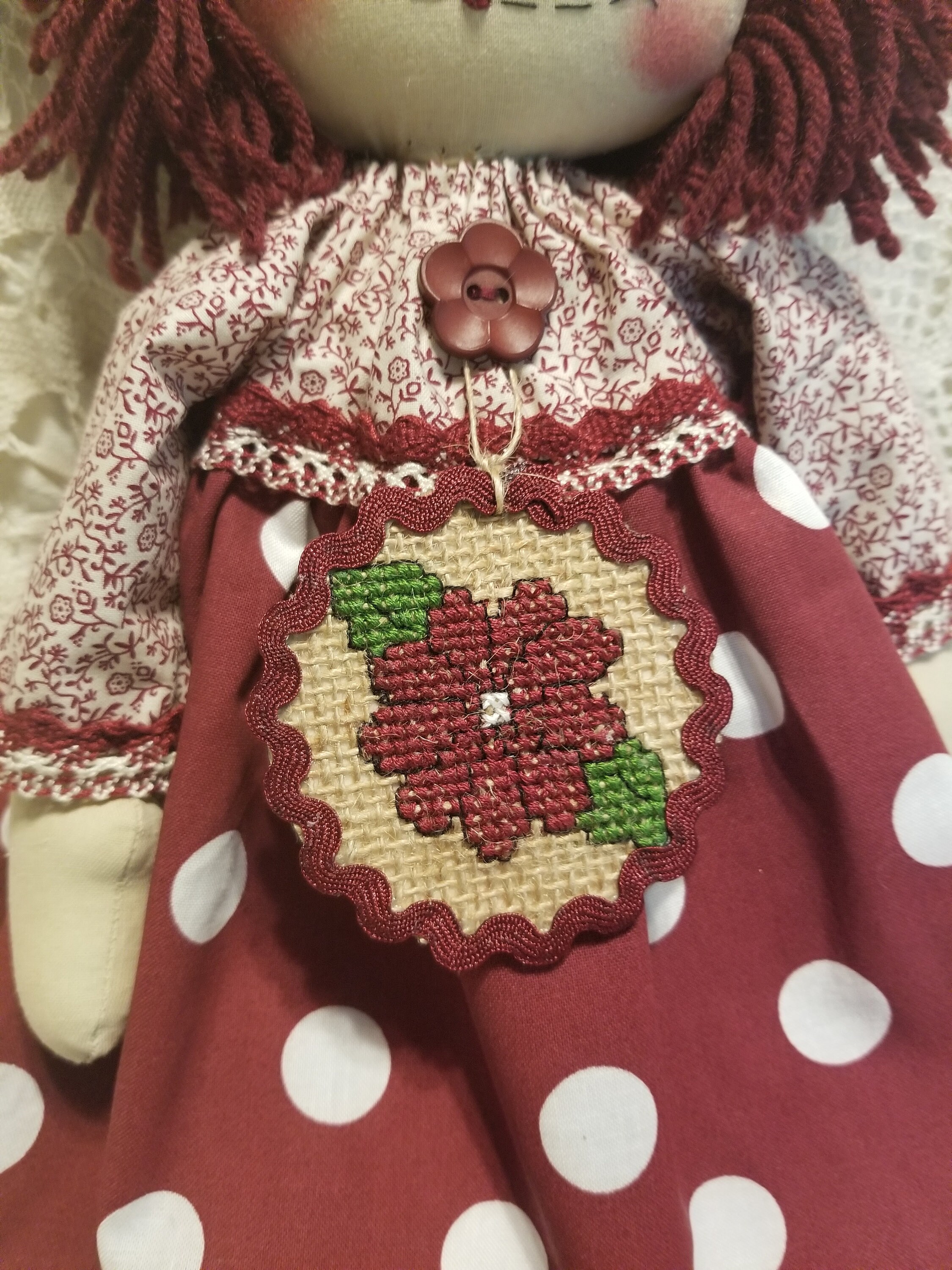 Primitive, Folk Art, Handmade, Original, Rag Doll, Raggedy Annie Doll ...