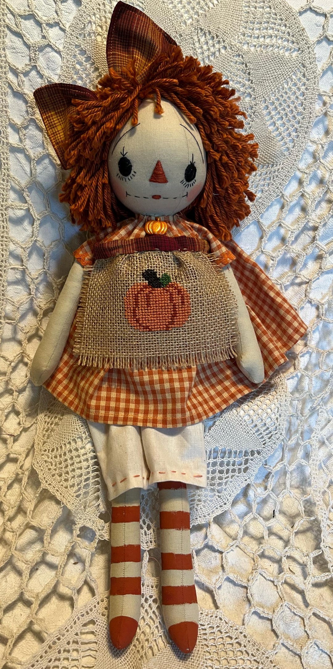 Primitive, Folk Art, Handmade, Original, Rag Doll, Raggedy Annie Doll ...