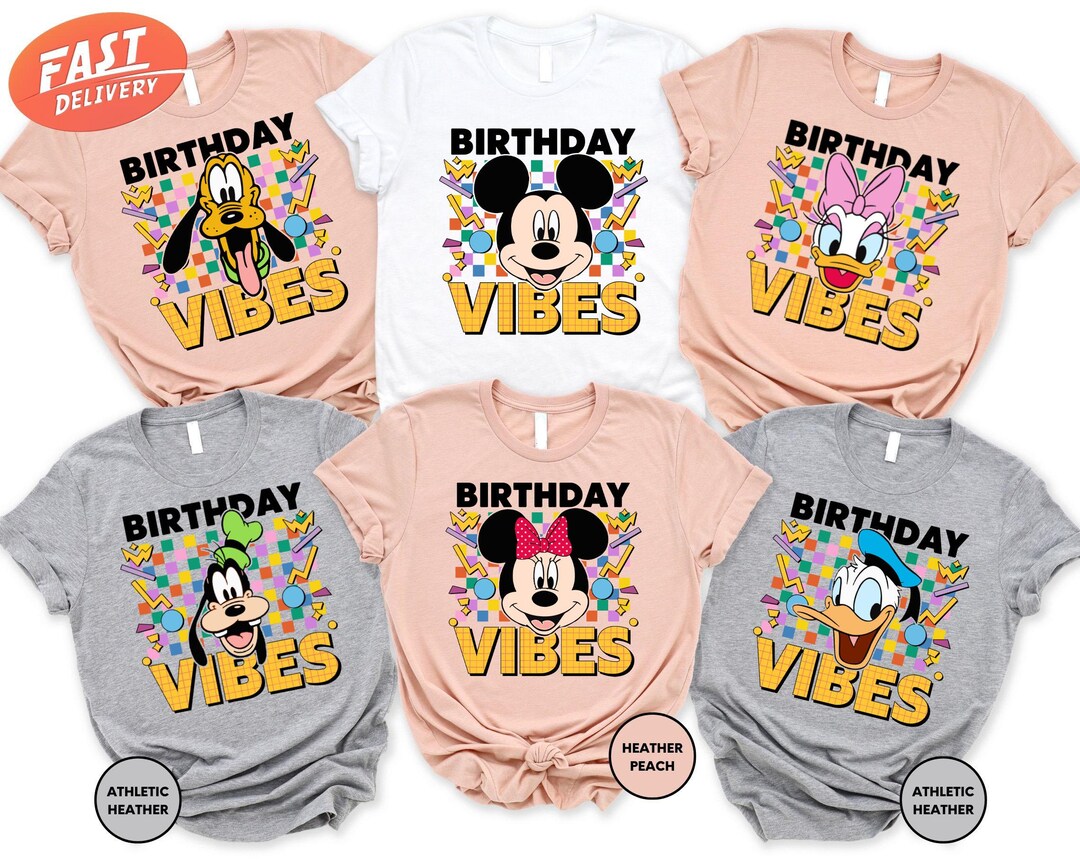 Disney Retro 90s Mickey and Friends Birthday Vibes Shirt, Cute Minnie ...