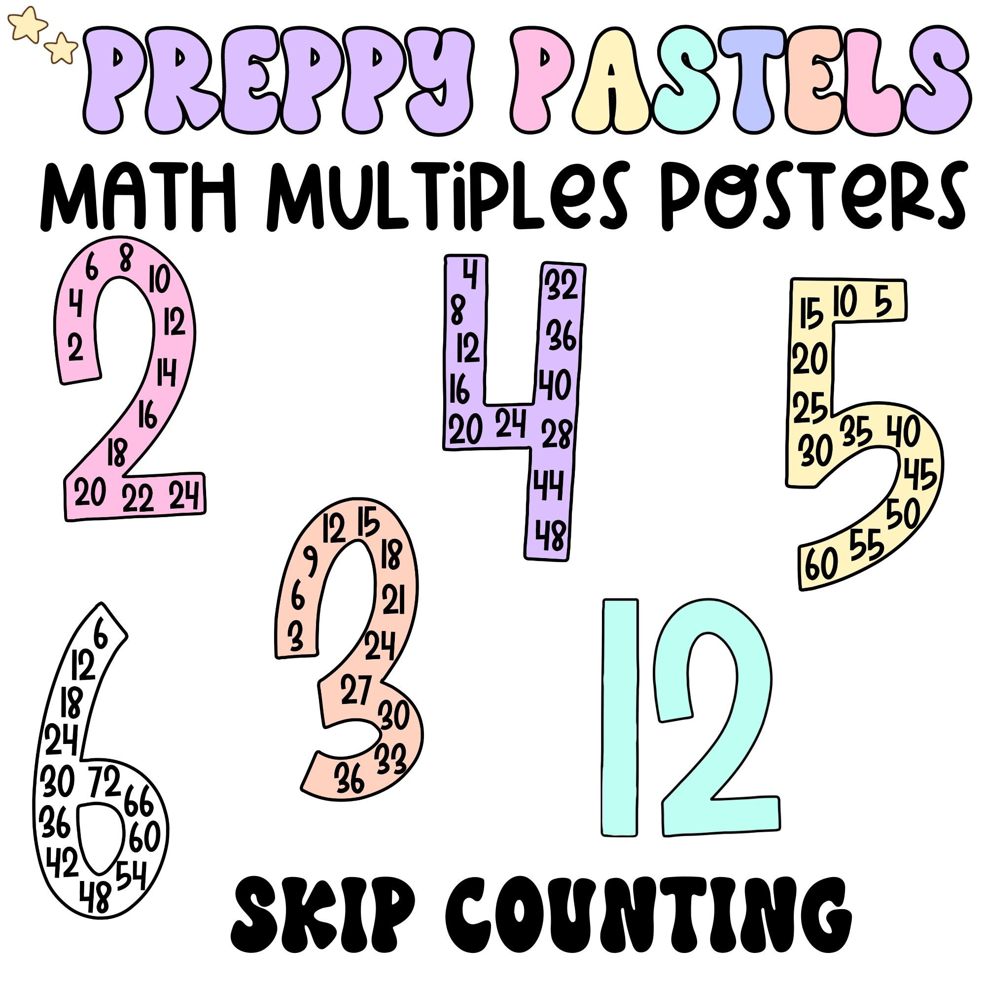 Preppy Pastels - Multiples Display Math Posters Skip Counting - Etsy