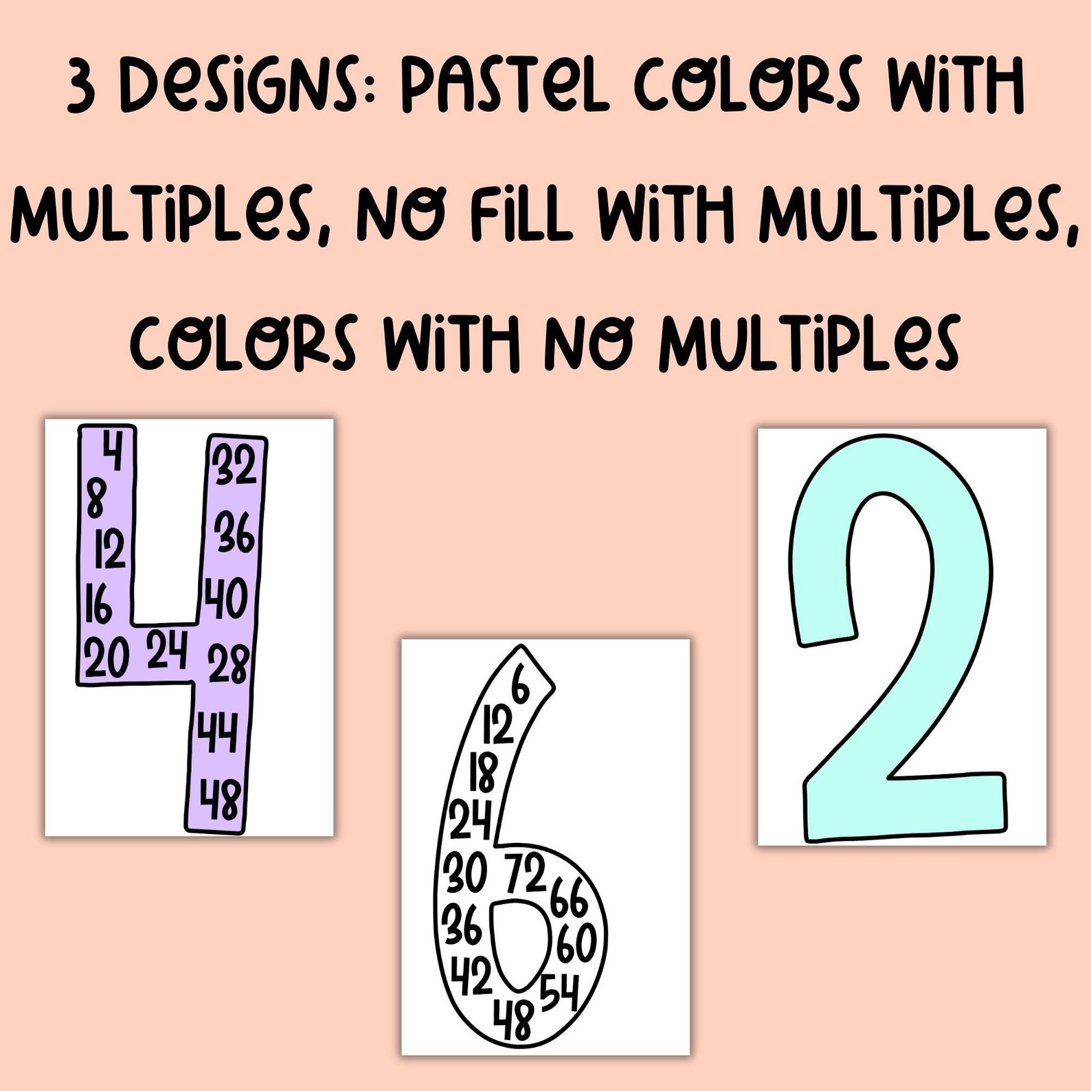 Preppy Pastels - Multiples Display Math Posters Skip Counting - Etsy
