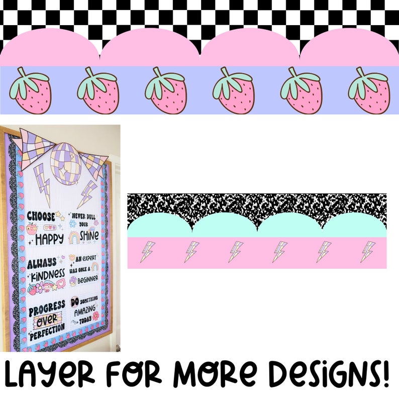 Preppy Pastels - Bulletin Board Borders (rectangle & Scallop) - Etsy